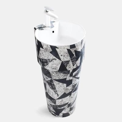 China Luxury chaozhou fancy outdoor decoratived face sanitary ware standing new design pedestal washing basin for hotel home for sale