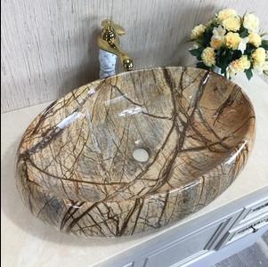 China Luxury good new design ceramic sanitary ware bathroom fantastic oval tabletop wash hand color basin for hotel apartment for sale