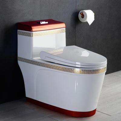 China Modern art chaozhou ceramic european design colored bathroom washdown manufacturer one piece toilet with water saving for sale