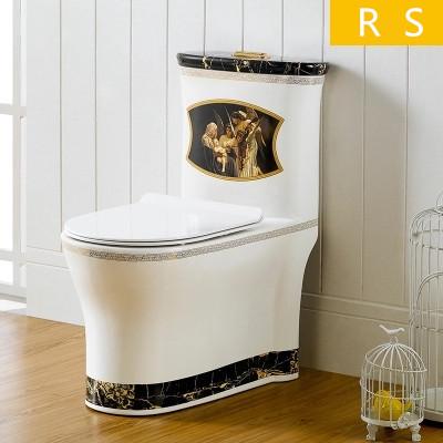 China Siphonic bathroom color good looking sanitary ware ceramic popular style one piece toilet wc with soft closed cover for sale