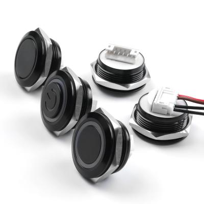 China 22mm Oxidation Black Flat/high Head Self-reset Metal Push Button Switch with Lamp with Wire for sale