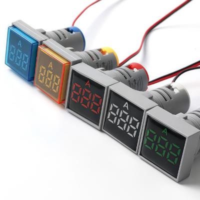 China YZ Digital LED Mini Ammeter AD16-22AMS AC50-500V Plastic 22mm Multi-color Open Hole Current Meter Indicator Panel Meter for sale
