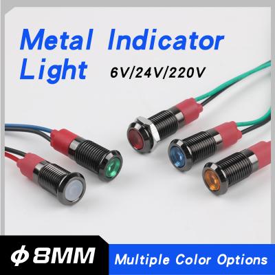 China 8MM Metal Indicator Light, LED Strip Light With Waterproof Function Oxidized Black Shell, Red Green Yellow Blue White 6V12V24V for sale