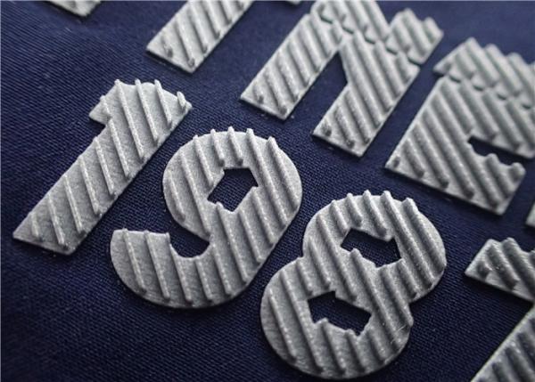 Quality Raised Twill Flash Silver Surface Heat Transfer Logo Three Dimensional Effect for sale
