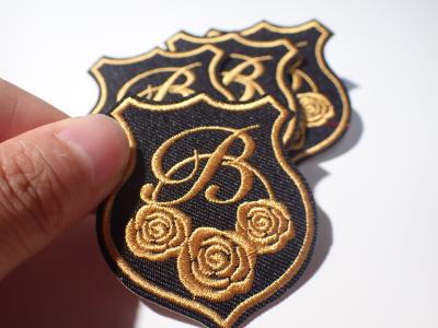 China Eco Unique Style Custom Embroidered Patch Gold Rose Raised Effect for sale