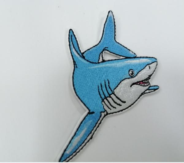 Quality Embroidery Clothes Shark Labels Heat Transfer Patches Washable Customized for sale