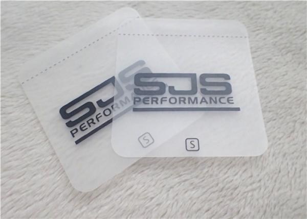 Quality Dumb Face Scrub Transparent TPU Rubber Logo Patches With Rounded Corners for sale
