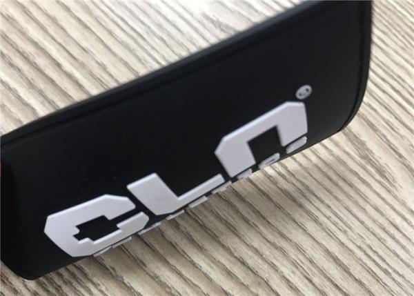 Quality Embossed White Character With Black Background Soft PVC Patches With Sewing Line for sale