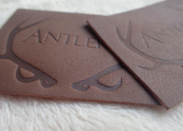 Quality Custom Embossed Leather Patches Brand Name Tan Color Genuines For Jeans for sale