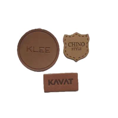 Quality Cowboy Clothing Logo Badges Heat Press Emboss Genuine Leather Patches For Jeans for sale