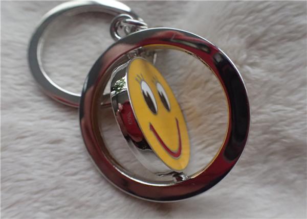 Quality Color Silver Key Chain Personalized Promotional Gifts With Rotatable Smiling for sale