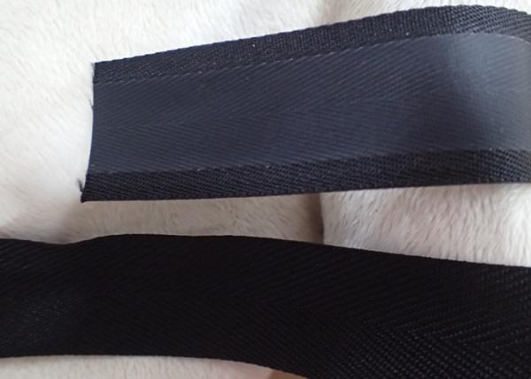 Quality Polyester Matte Effect Coating Woven Tape , Non Elastic Cord Black Color for sale