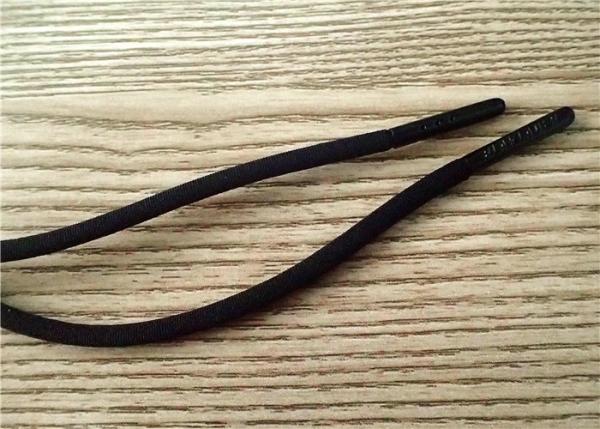 Quality 125cm Black Non Elastic Cord With Carved Logo At Both Ends Of The Black Paint for sale