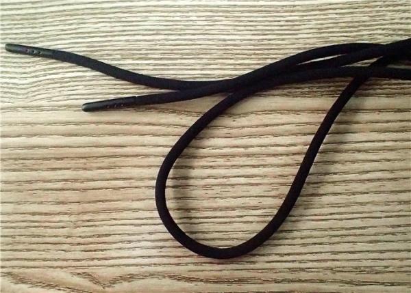 Quality 125cm Black Non Elastic Cord With Carved Logo At Both Ends Of The Black Paint for sale