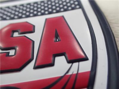 China Colorful Garment Patches Metal TPU Screen Printing High Frequency Embossed Logo for sale