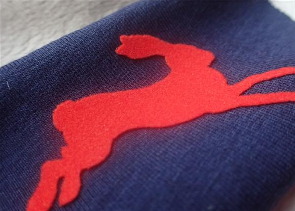 Quality Short Plush Monochrome Flocking Heat Transfer Logo For Clothing Bright Red Color for sale