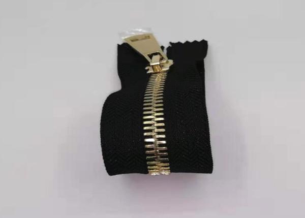 Quality Gold Color Teeth Metal Zips For Bags / Heavy Duty Metal Zippers for sale