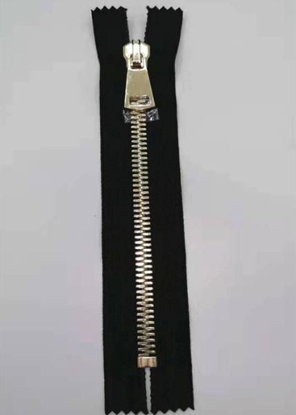 Quality Gold Color Teeth Metal Zips For Bags / Heavy Duty Metal Zippers for sale