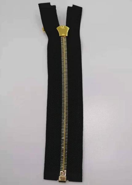 Quality Open End Brass Metal Teeth Zipper With Shiny Gold Color For Home Textile for sale