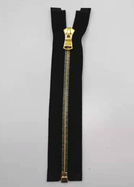 Quality Open End Brass Metal Teeth Zipper With Shiny Gold Color For Home Textile for sale