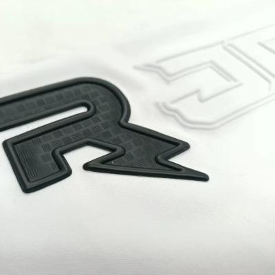 China Custom TPU 3D Black Label  Embossed  Heat Press Label TPU Printing Patches for Jersey Te koop