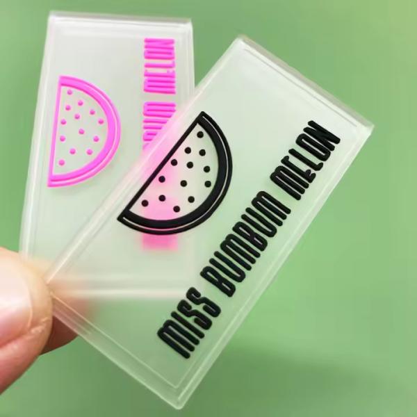 Quality Custom Transparent PVC Rubber Patch Garment PVC Label Clear Silicone Patch for sale
