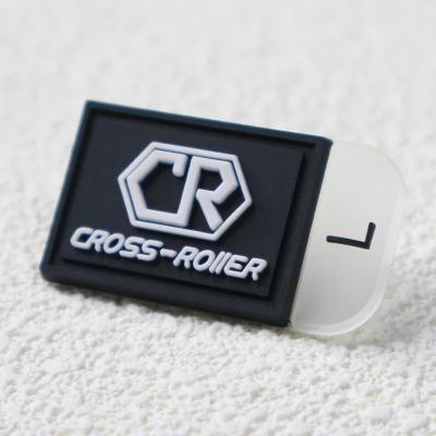 China Silicone Size Label – Custom CR Logo Rubber Patch with Left/Right Marker for Sportswear & Footwear for sale