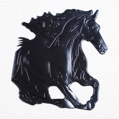 China Black Running Horse TPU Heat Transfer Label – 3D Embossed Voltage Patch for Garment & Bag Branding for sale