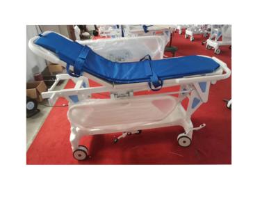 China Carrinho de emergência hospitalar ajustável em altura com encosto e suporte para soro à venda