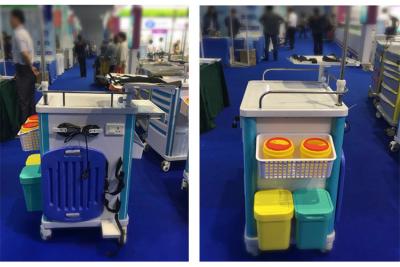 Cina Carrello medico di plastica di emergenza dell'ABS di modello aggiornato del carretto con i cassetti IV Palo (ALS-ET118N) in vendita