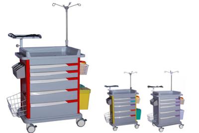 Cina Cassetti variopinti dell'ABS dell'ospedale di Ttrolley del carretto medico di plastica lussuoso di emergenza (ALS-ET002) in vendita
