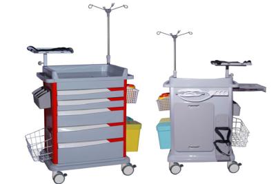 Cina Cassetti variopinti dell'ABS dell'ospedale di Ttrolley del carretto medico di plastica lussuoso di emergenza (ALS-ET002) in vendita