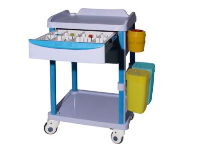 China Zilveren medische trolley 5 inch rollers en vergrendelbaar voor het gemak Te koop
