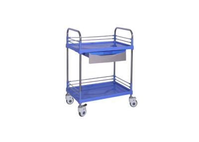 Cina 2 strati del carrello medico portatile sulle ruote con il cassetto per uso dell'ospedale in vendita