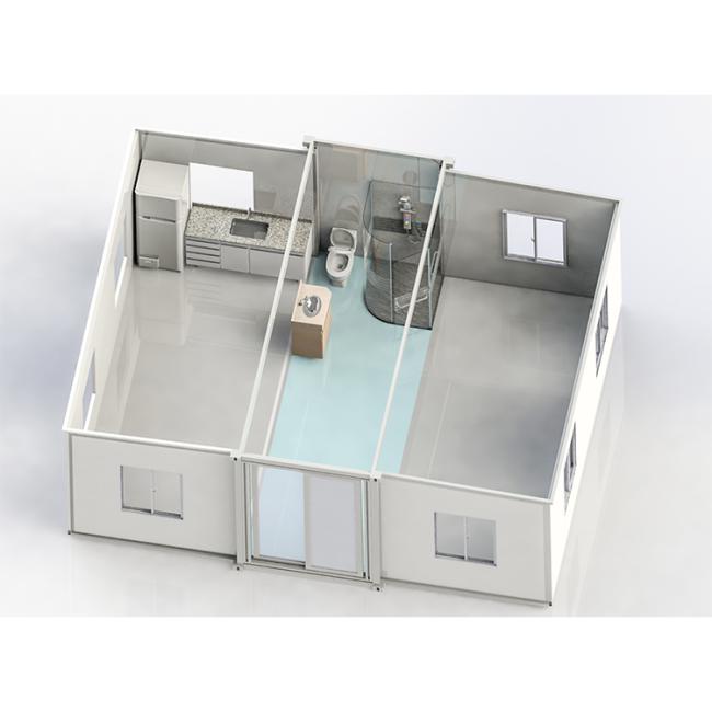 Expandable container house side view