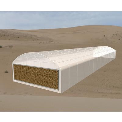 Китай Ветроустойчивая однотунельная теплица с тепличной подушкой и системой охлаждения вентилятора продается