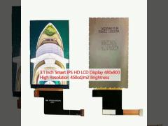 3.1 polegadas Smart IPS HD LCD Display 480x800 Alta resolução 450cd/m2 Brilho