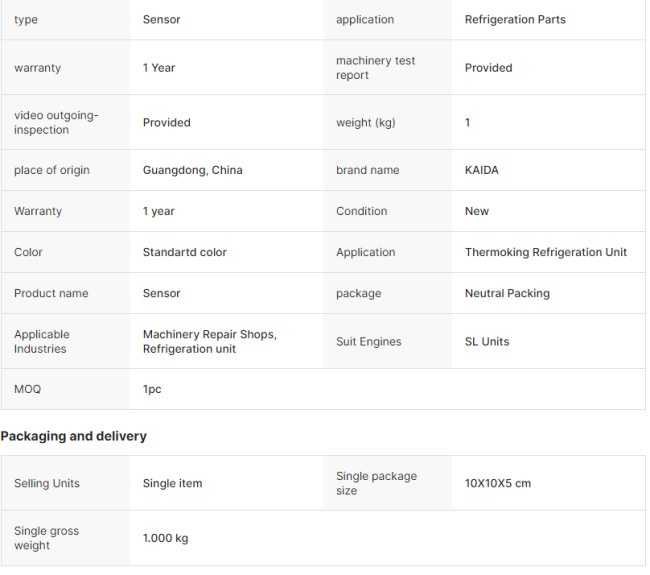 Thermo King air conditioning defrosting sensor product image