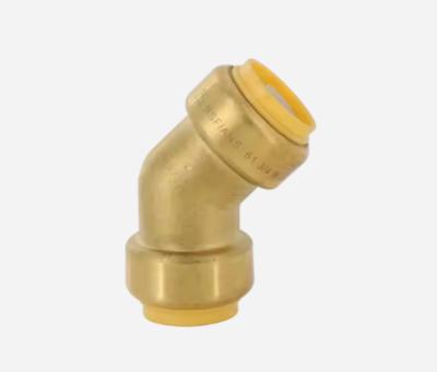 China Brass Push Fit 45 Degree Elbow Connector for PEX and Copper Pipes for sale