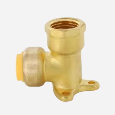 China Brass Push Fit Wall Plate Elbow Connector for PEX Water Pipes for sale