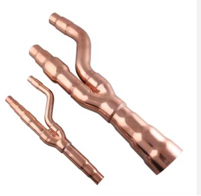China Copper Branch Pipe for VRF VRV Systems 150mm to 400mm Custom Length 22T 33T 72T 73T 75T for sale