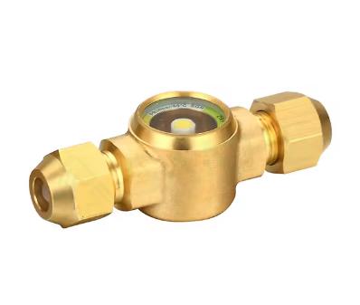 China Copper Sight Glass Indicator with High-Transparency Glass Window and Color-Changing Moisture Indicator for Refrigeration Systems for sale