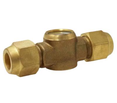 China Copper Sight Glass Indicator with High-Transparency Glass Window and Color-Changing Moisture Indicator for Refrigeration Systems for sale