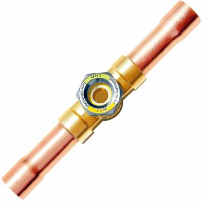 China Copper Sight Glass Indicator with High-Transparency Glass Window and Color-Changing Moisture Indicator for Refrigeration Systems for sale