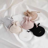 China Custom Size Round Drawstring Jewelry Pouch Silk Screen Logo for sale