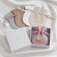 China Custom Size Round Drawstring Jewelry Pouch Silk Screen Logo for sale