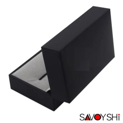 China Black Leatherette Gifts Packing Boxes Cufflink Boxes Packaging With Elastic for sale