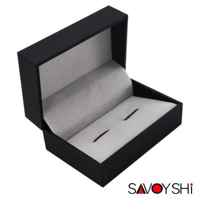 China Black Leatherette Gifts Packing Boxes Cufflink Boxes Packaging With Elastic for sale