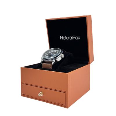 Cina Luxury Wrist Watch Packaging Boxes With Drawer / Gold Button in vendita