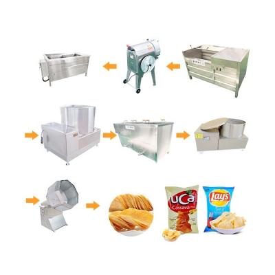 China Potato Chips Slicer Machine Frier Chip Line Making Automatic Fried French Fries Machine Line Processing Line For Potato Flakes for sale